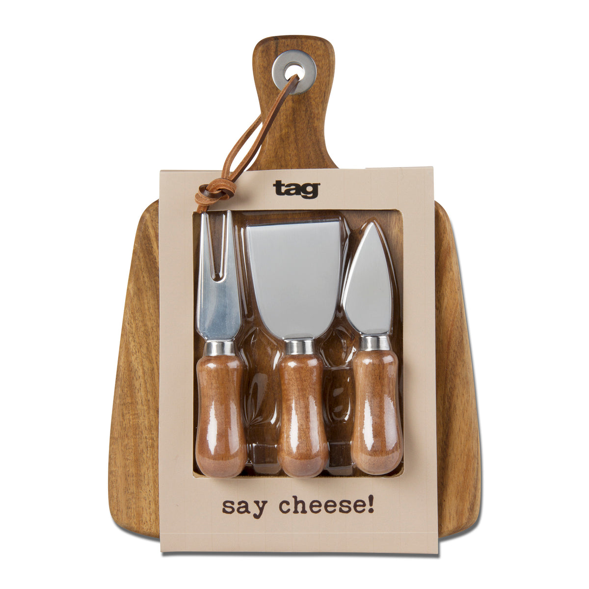 Say Cheese Acacia Board & Cheese Utensil Set – tag