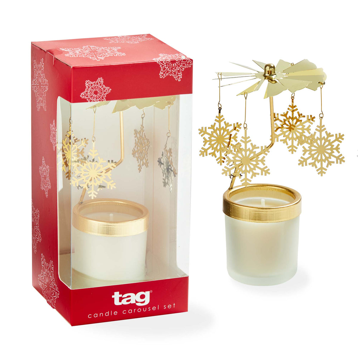 Cedar Fireplace Snowflake Carousel Candle Set Of 2 – tag